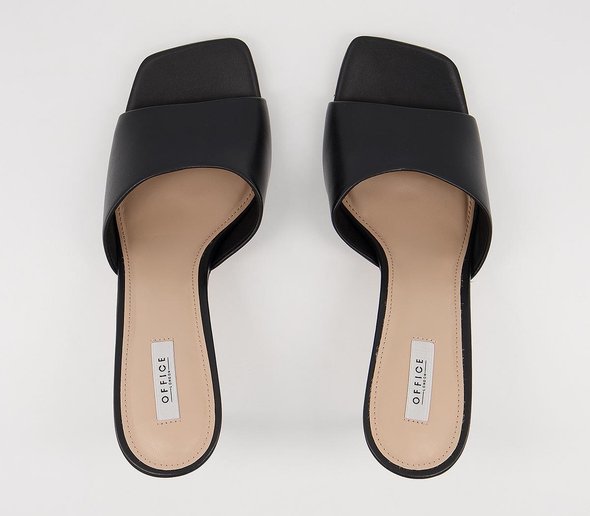 OFFICE Mogul Low Dressy Mules Black Leather - Mid Heels