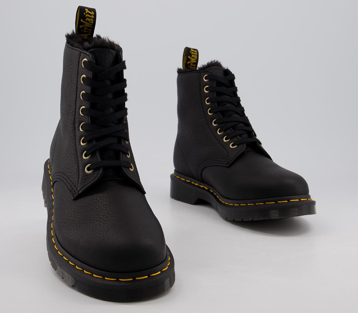 Dr. Martens 1460 Pascal Fur Lined Boots Black Ambassador - Women's Ankle Boots