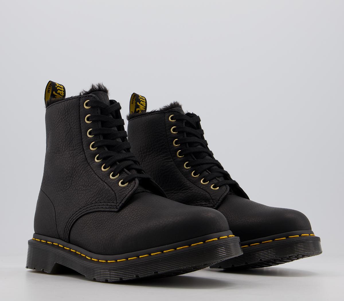 Dr. Martens 1460 Pascal Fur Lined Boots Black Ambassador - Women's ...