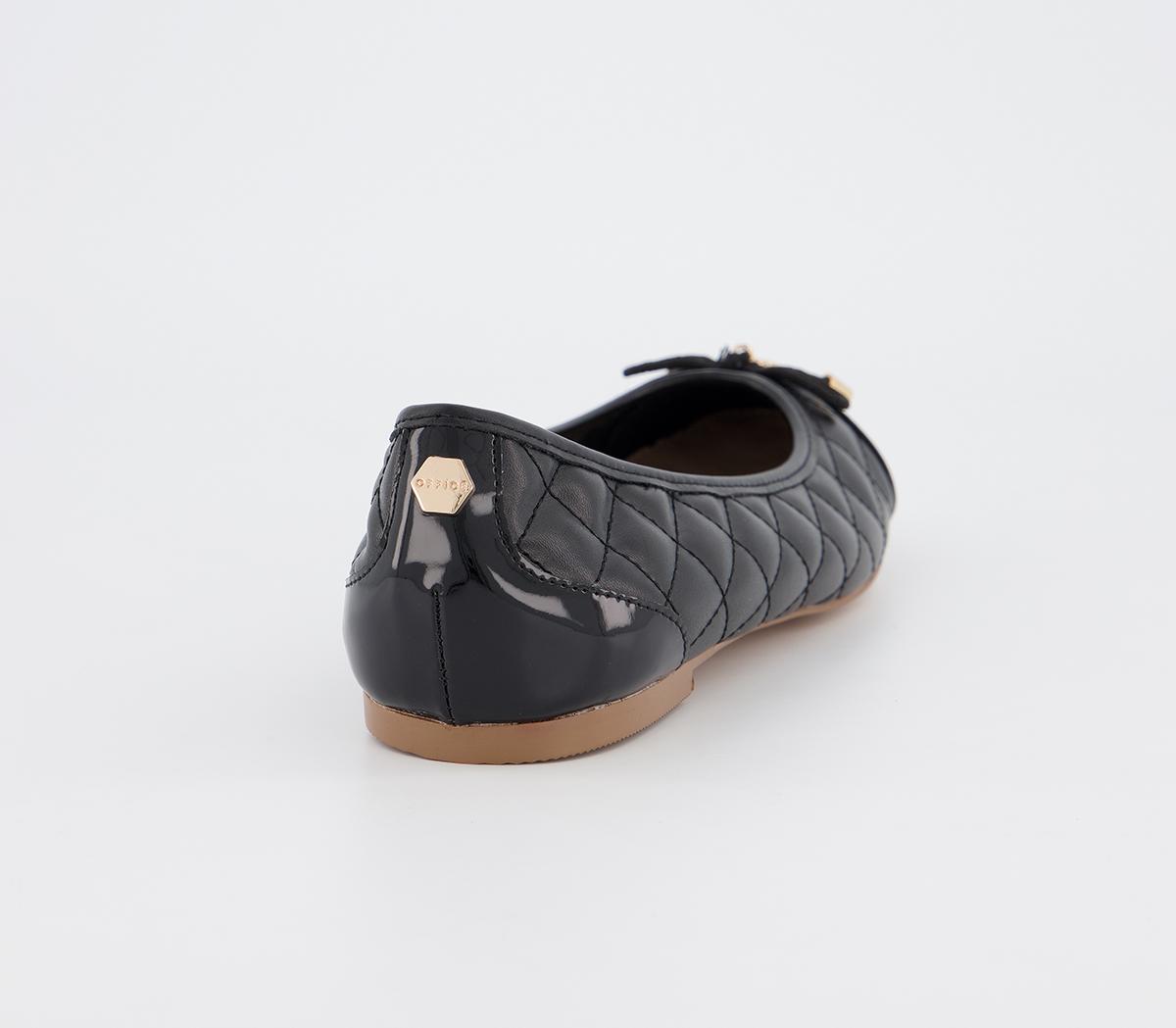 Office Florence Quilted Ballerina Flats Black Flat Shoes For Women