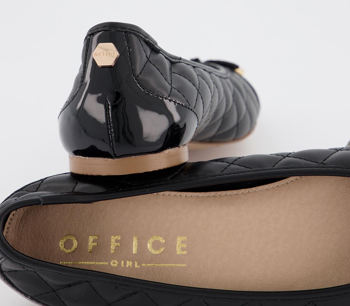 Office Florence Quilted Ballerina Flats Black Flat Shoes For Women