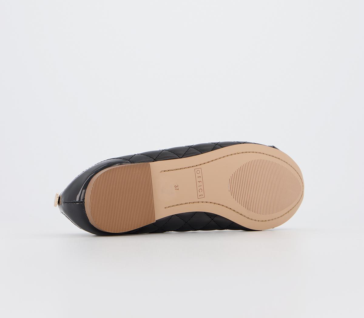 Office Florence Quilted Ballerina Flats Black Flat Shoes For Women
