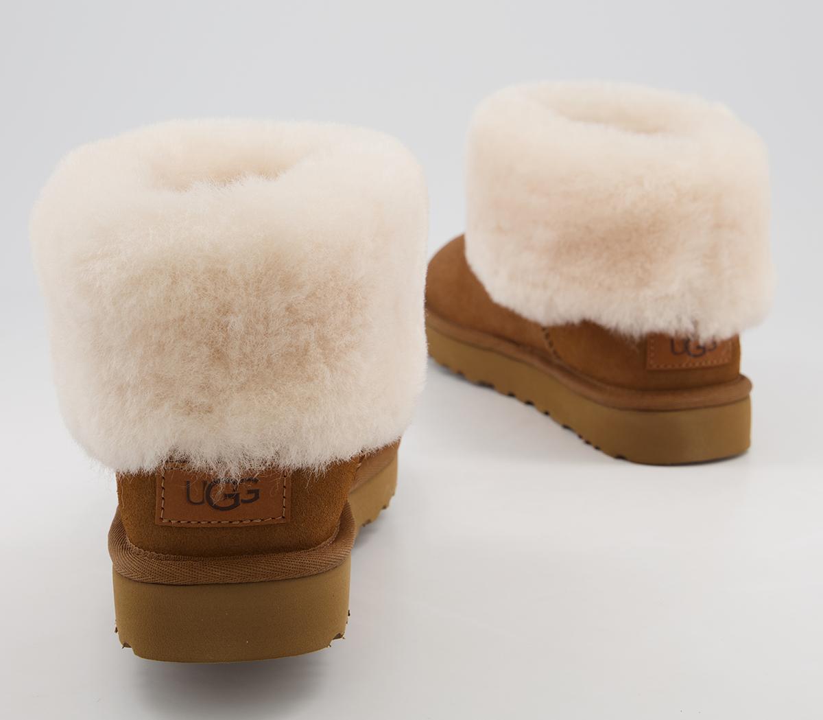 UGG Classic Mini Fluff Chestnut - Women's Ankle Boots