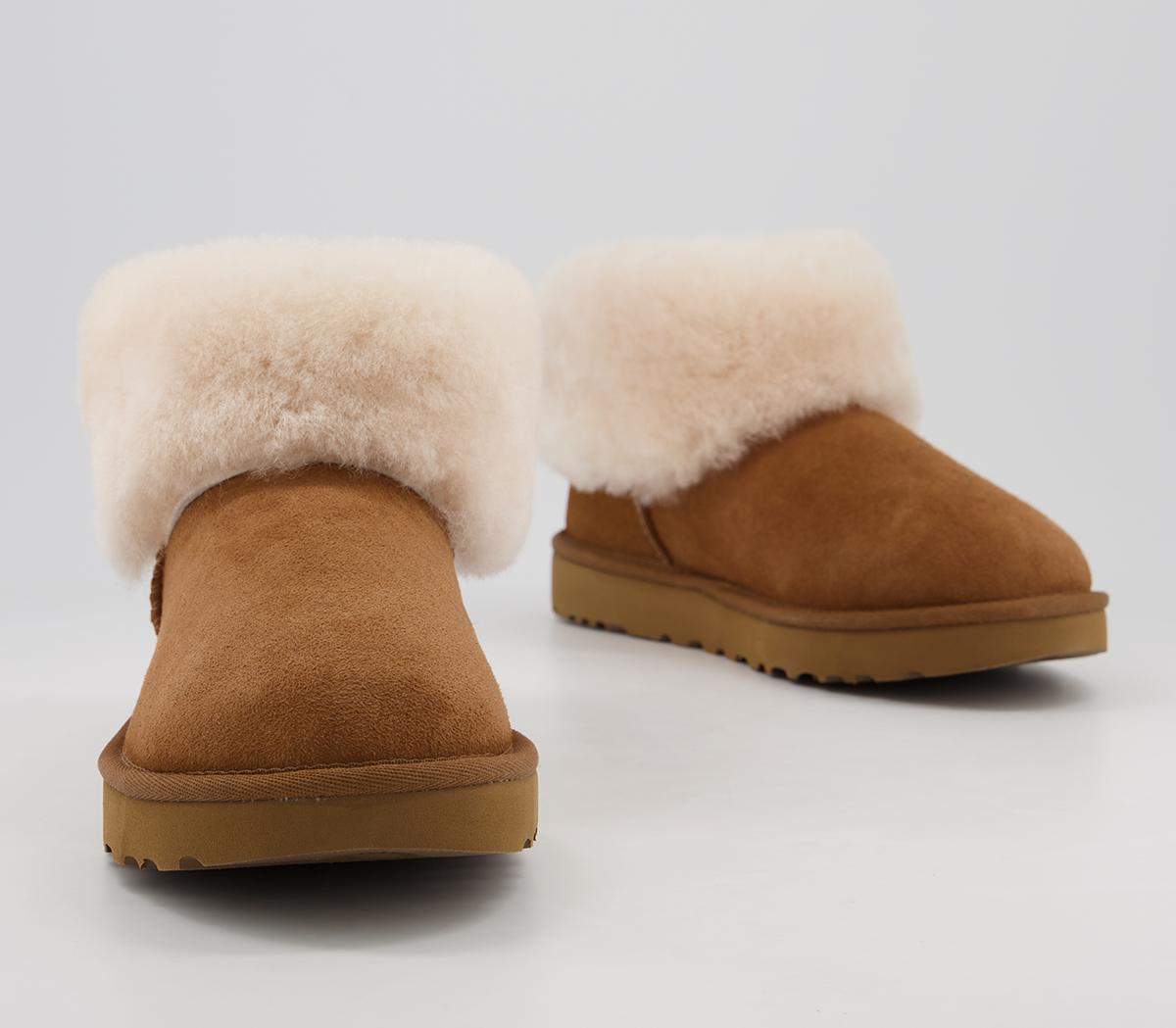 UGG Classic Mini Fluff Chestnut - Women's Ankle Boots