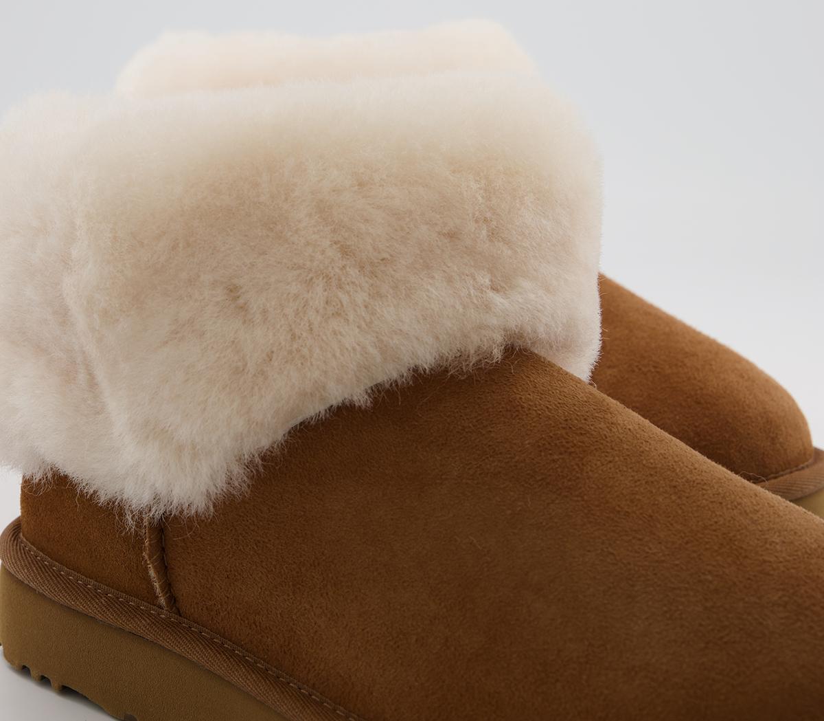 UGG Classic Mini Fluff Chestnut - Women's Ankle Boots