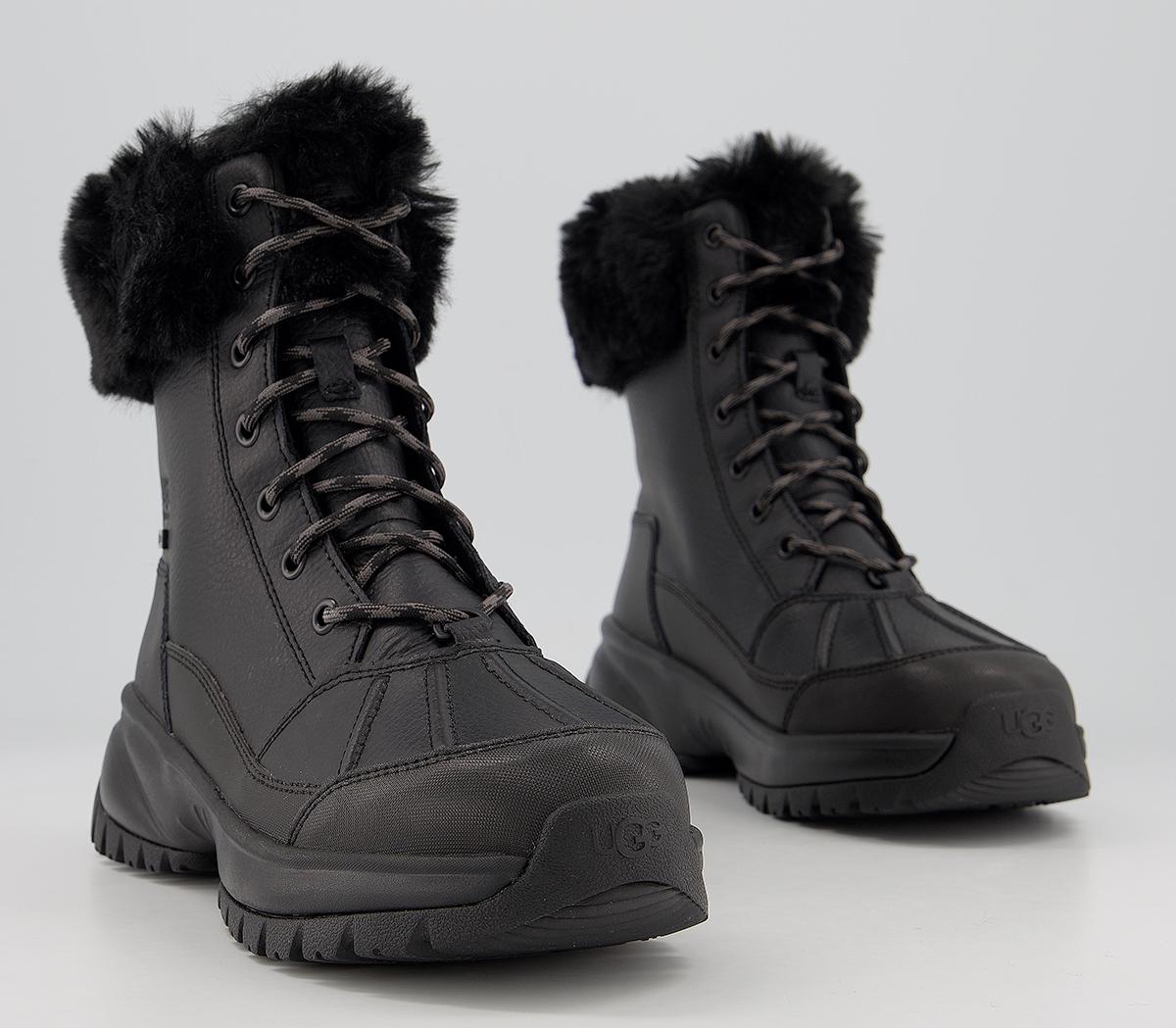 UGG Yose Fluff Boots Black - Women's Ankle Boots