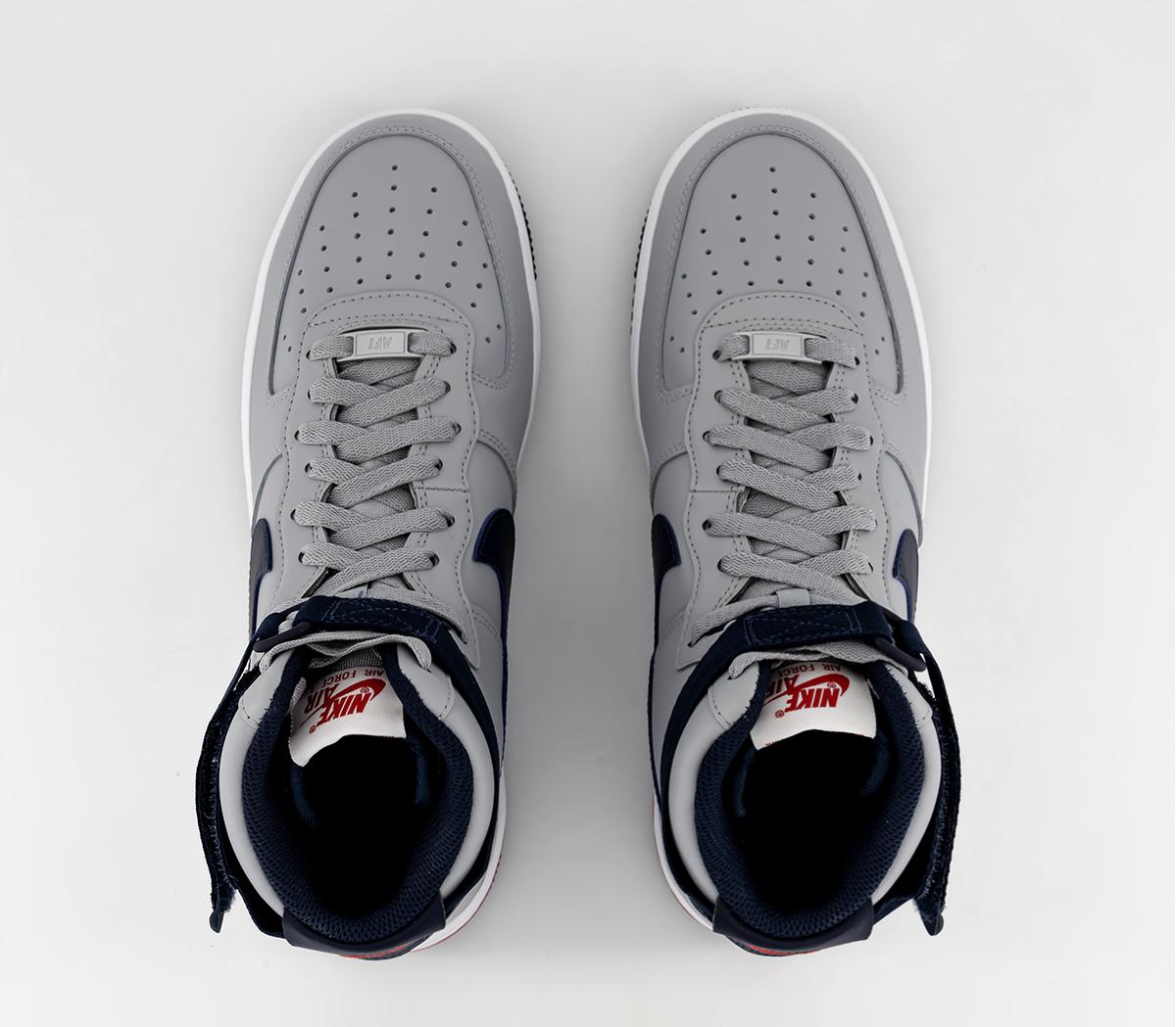 Nike Air Force 1 High Trainers Wolf Grey College Navy University Red ...