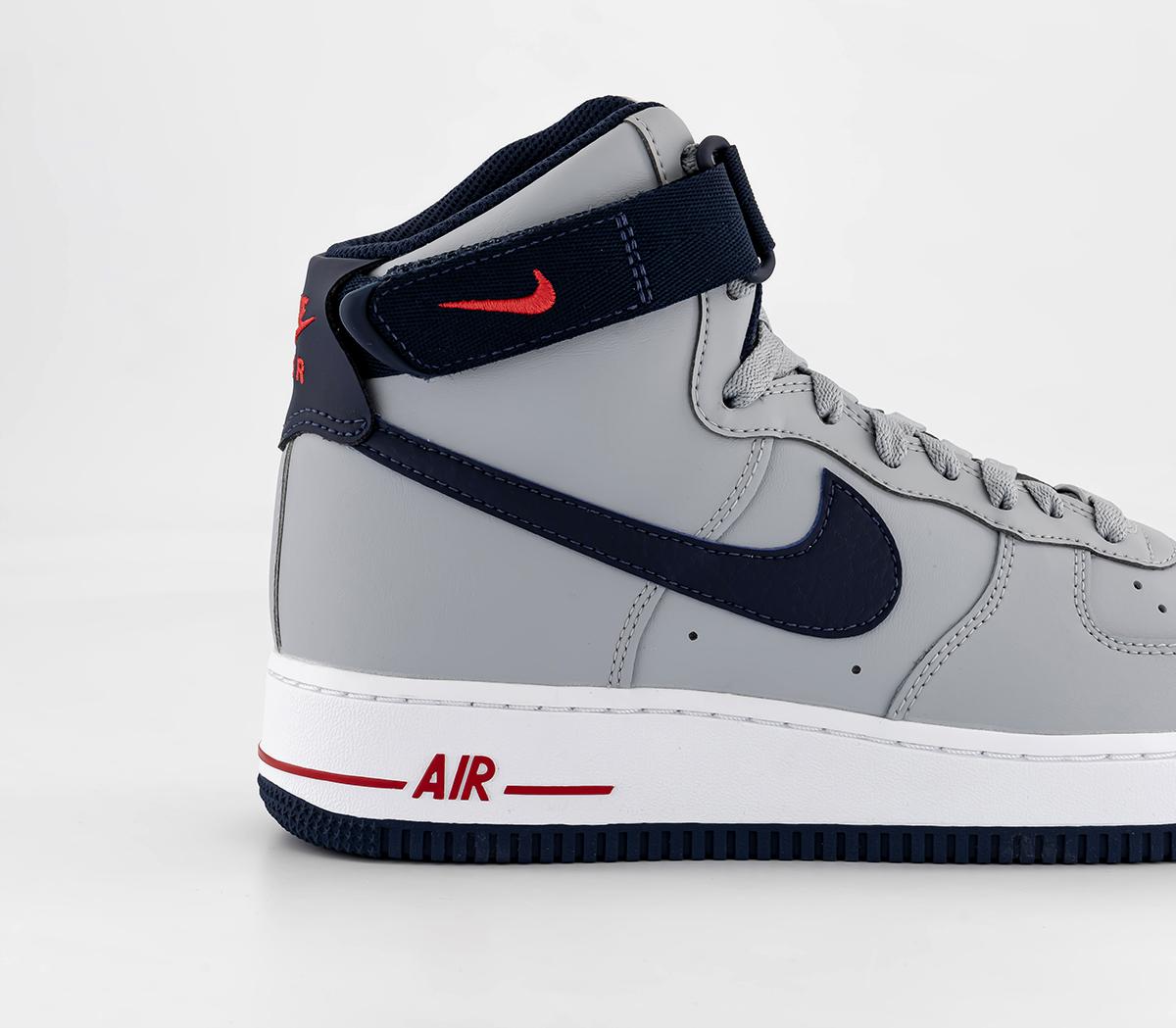 Nike Air Force 1 High Trainers Wolf Grey College Navy University Red ...