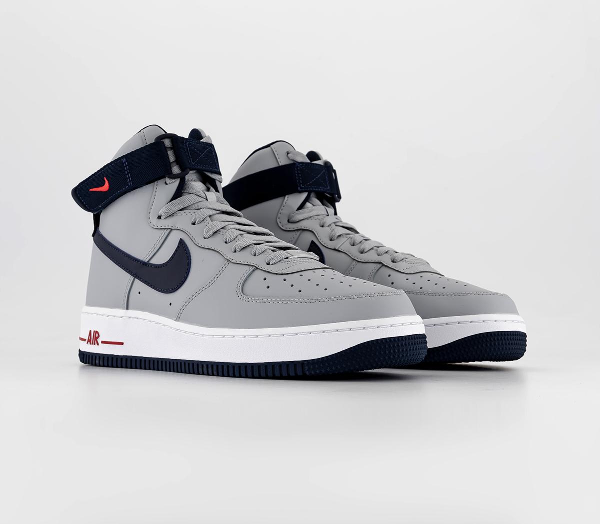 Nike Air Force 1 High Trainers Wolf Grey College Navy University Red ...