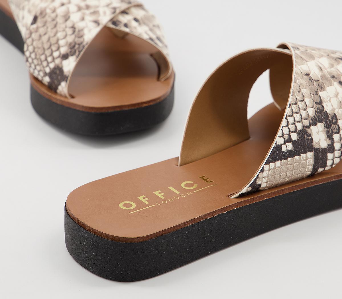 OFFICE Santos Crossover Flatform Sandals Natural Snake - Women’s Sandals