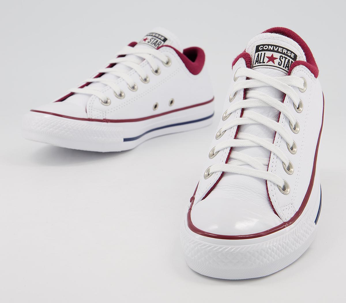 Converse All Star Ox Padded Collar Trainers White Team Red Navy ...