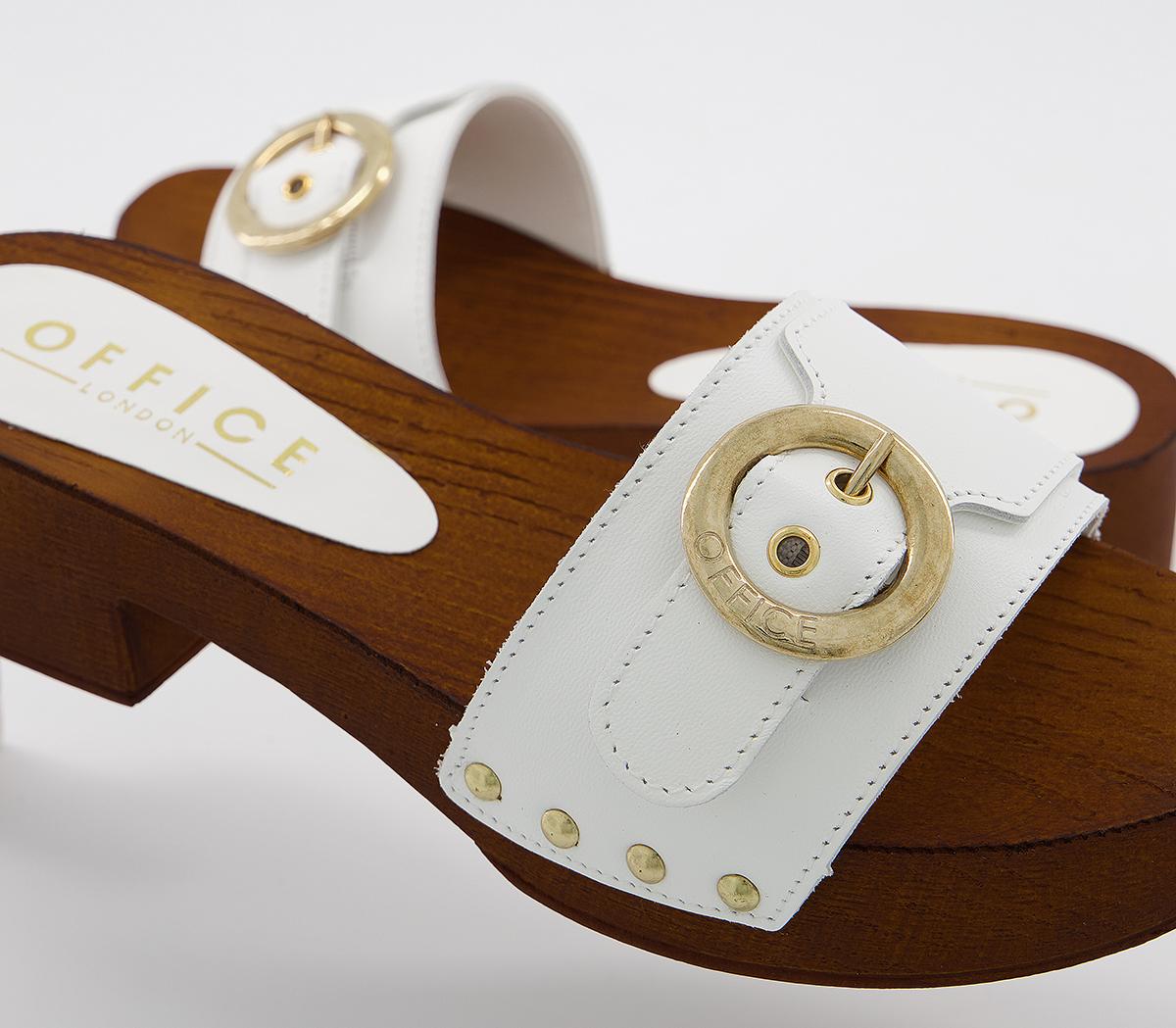 OFFICE Manhattan Clog Mules White Leather - Women’s Sandals