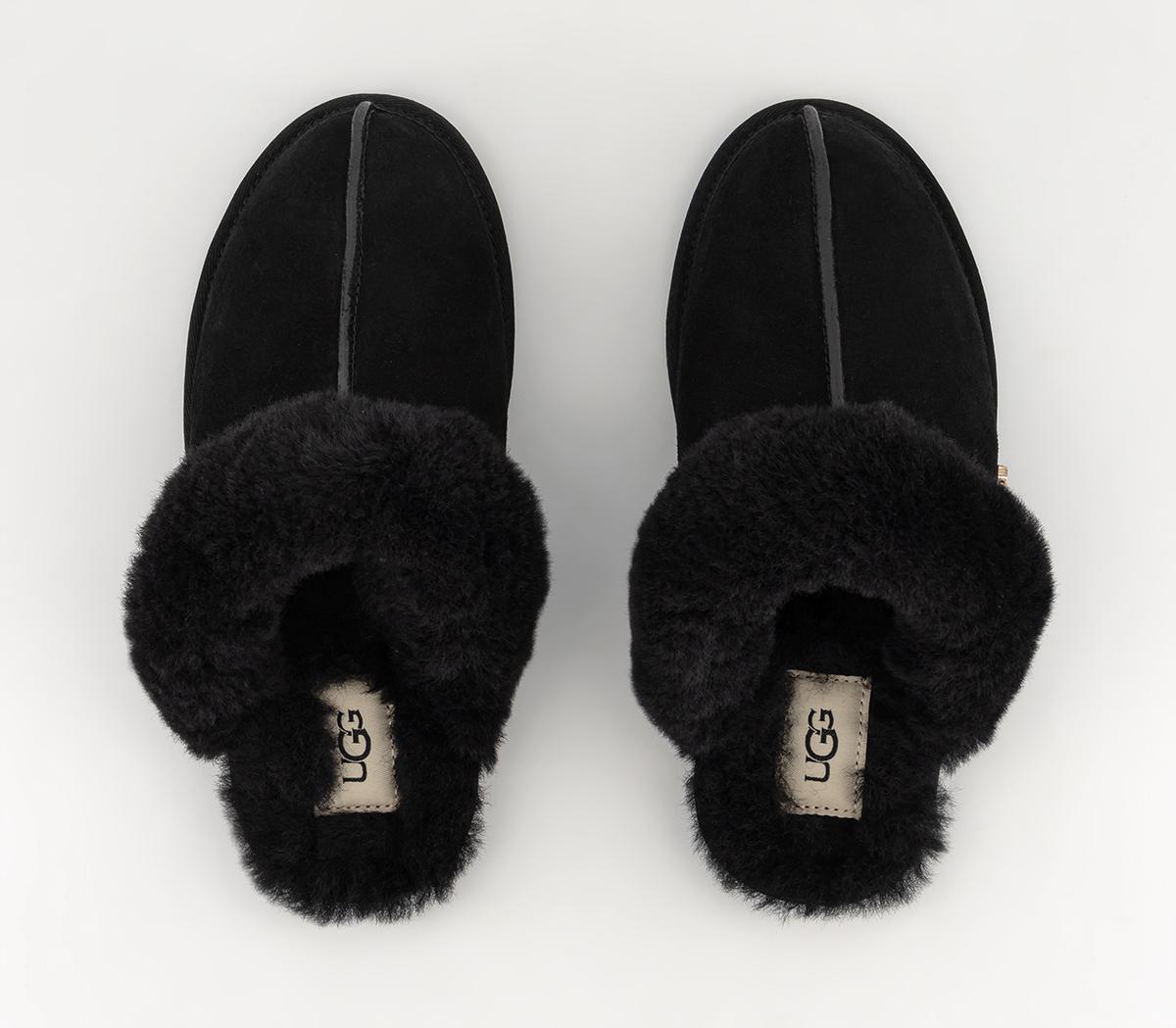 UGG Scuffette II Metal Logo Slippers Black Rose Gold - Flat Shoes for Women