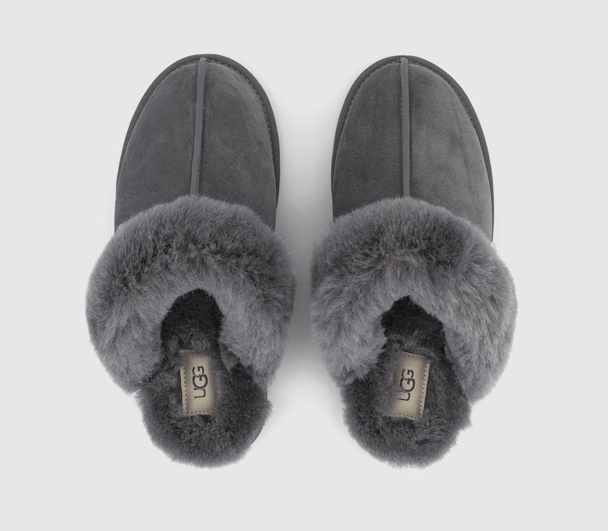 UGG Scuffette II Metal Logo Slippers Grey - Flat Shoes for Women