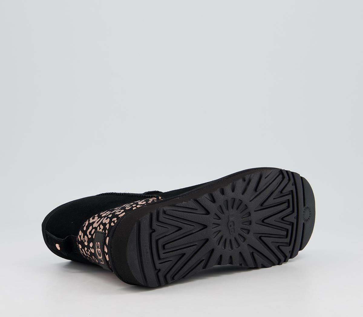 UGG Classic Mini Metallic Leopard Boots Black - Women's Ankle Boots