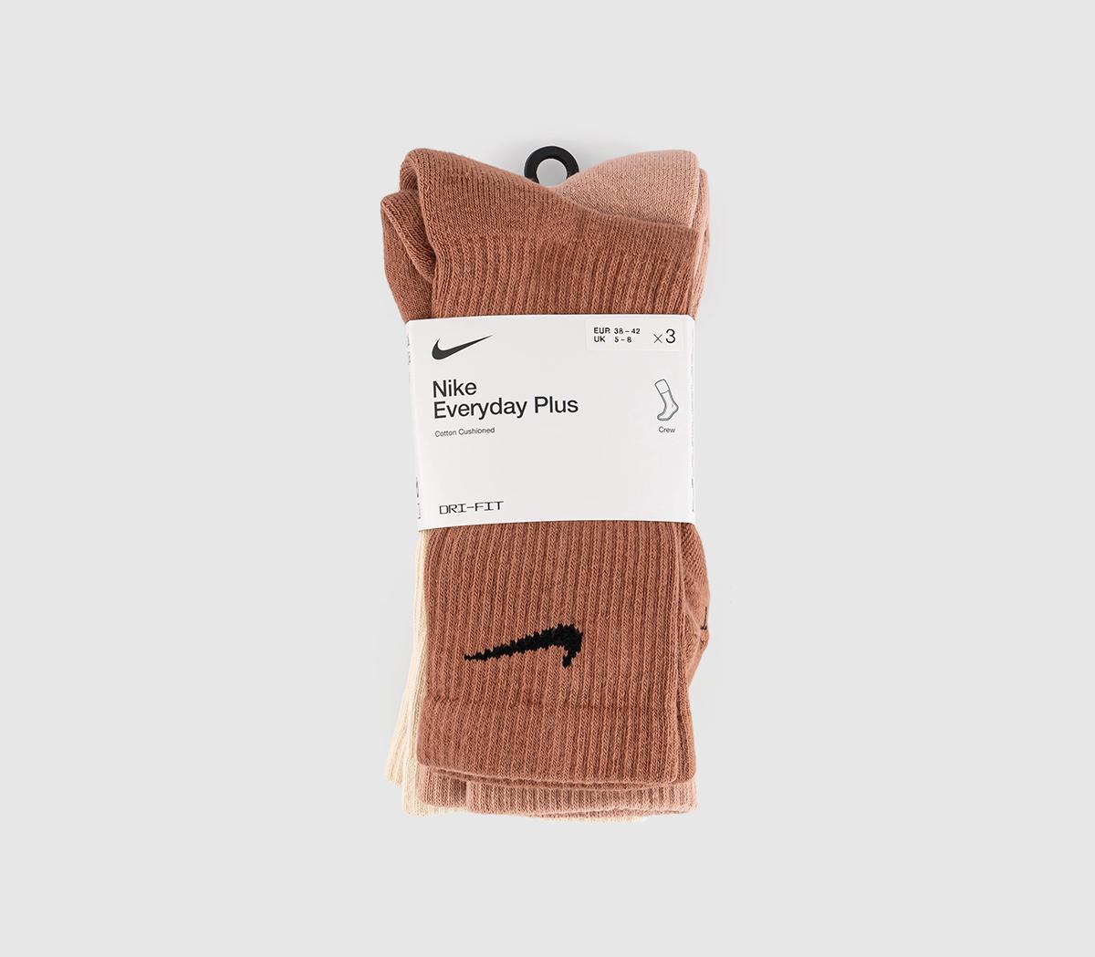 Nike Crew Socks 3 Pair Multi Cream Pink - Socks