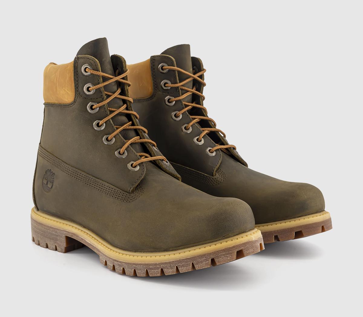 Timberland 6 Inch Buck Boots Olive Brown Leather - Men’s Boots