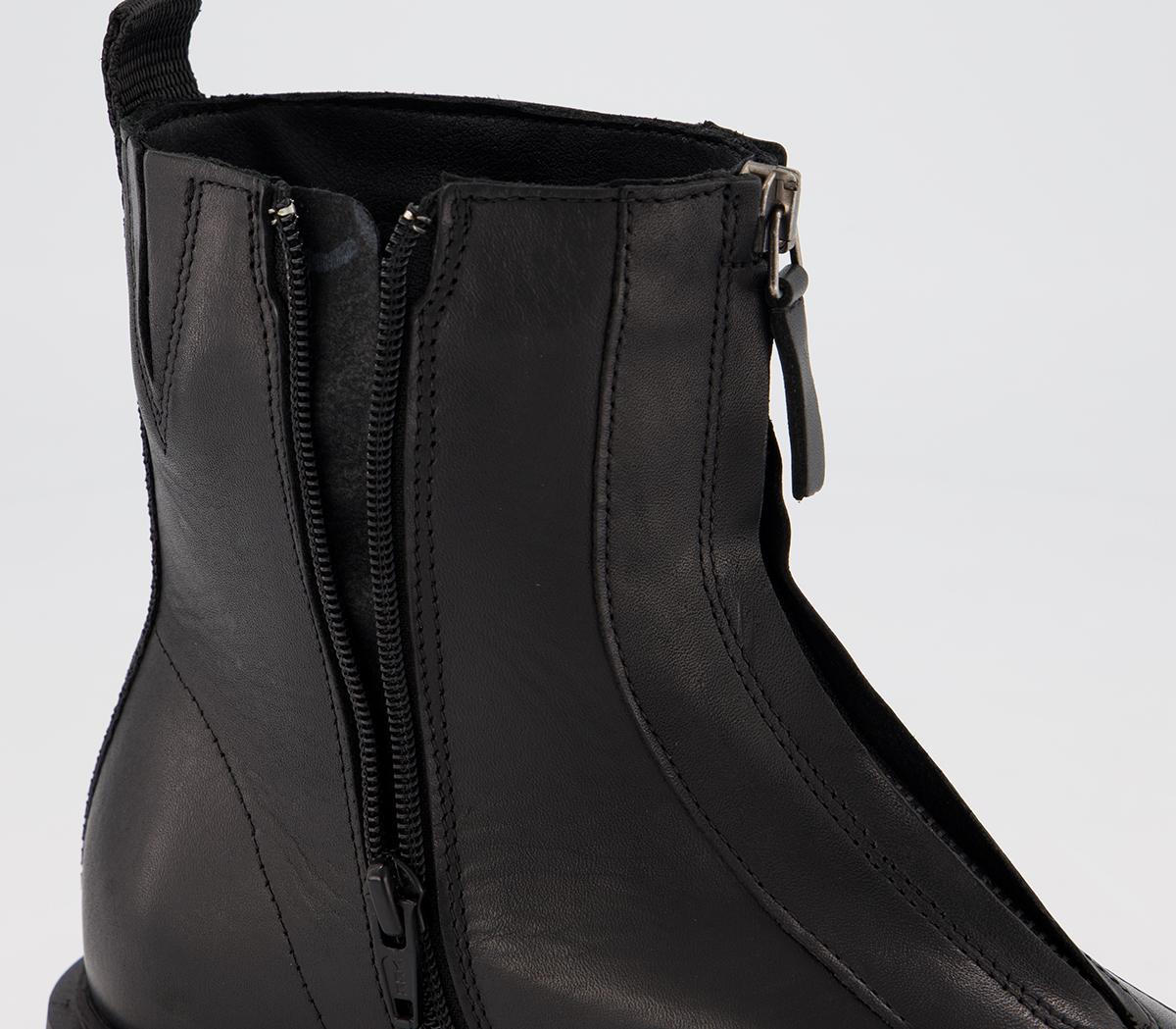 OFFICE Accomplish - Front Zip Ankle Boots Black Leather - Women's Ankle ...