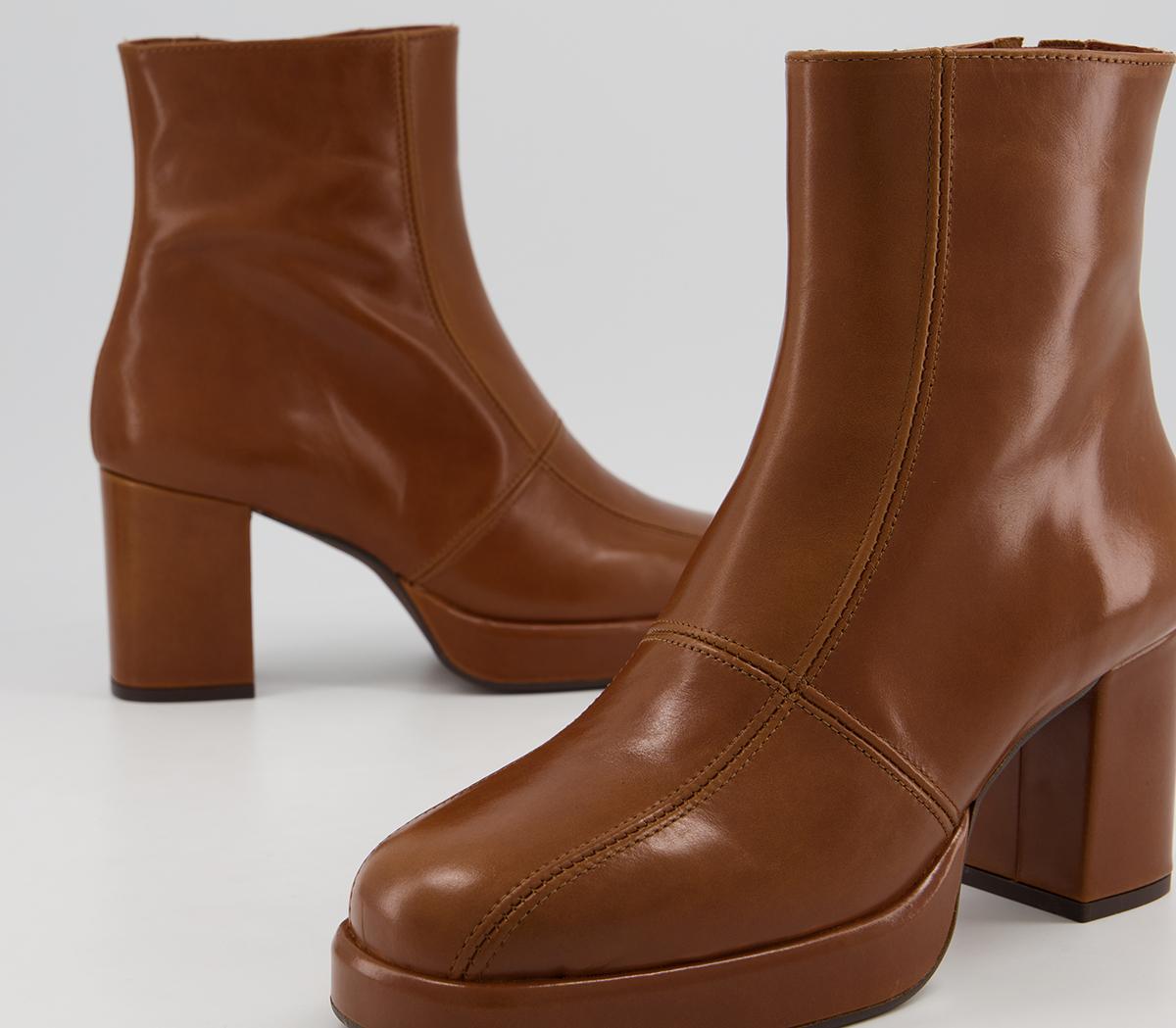 OFFICE Adele Platform Ankle Boots Tan Leather - Women's Ankle Boots