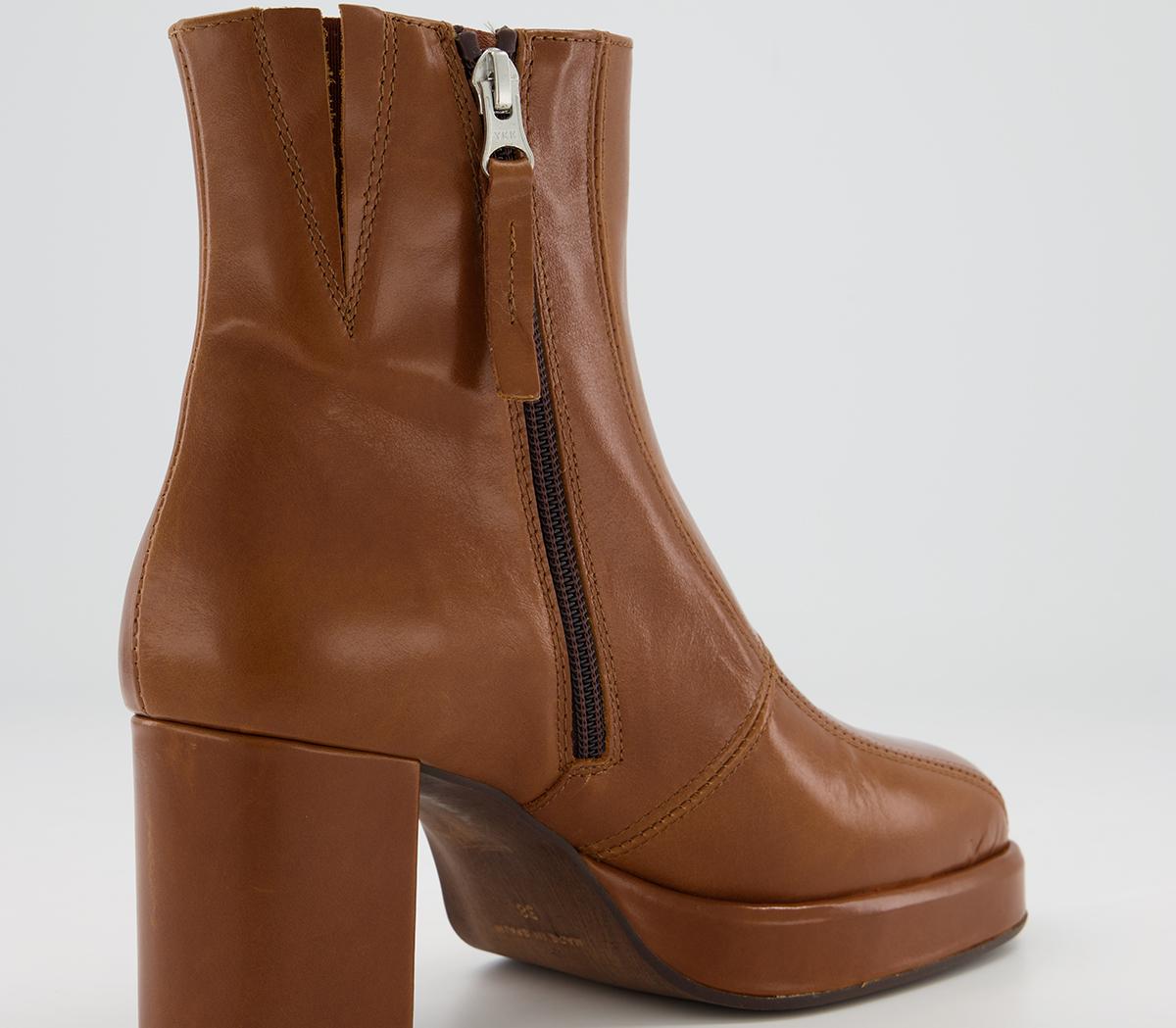 OFFICE Adele Platform Ankle Boots Tan Leather - Women's Ankle Boots