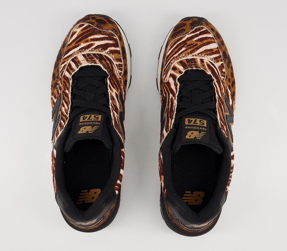 New Balance 574 Wedge Trainers Workwear Black Animal Mix - Women's Trainers