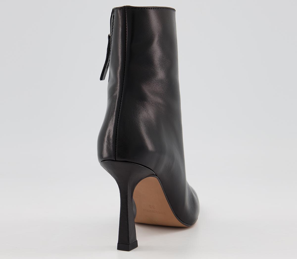 OFFICE Astonished Dressy Point Boots Black Leather - Women's Ankle Boots