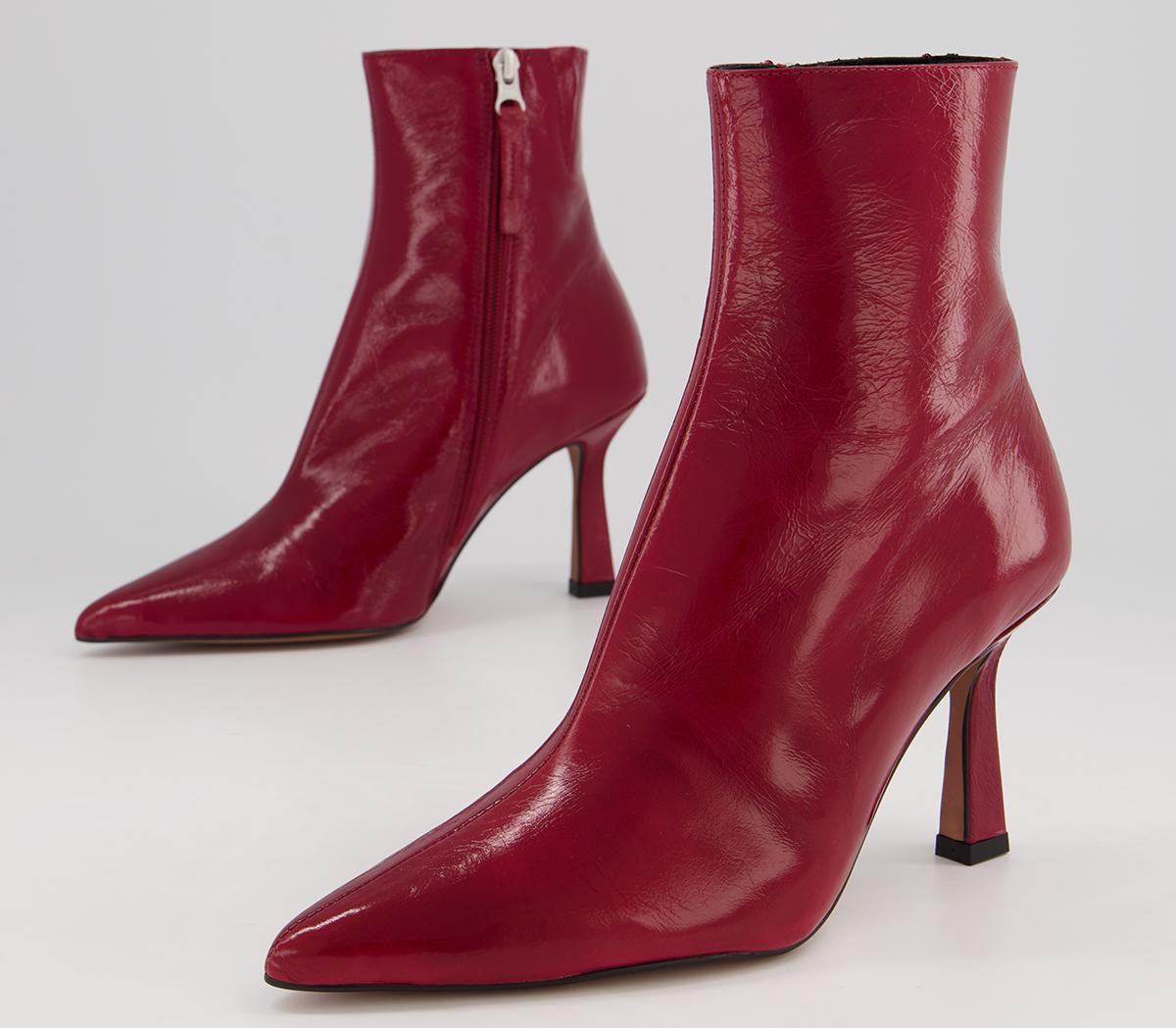 OFFICE Astonished Dressy Point Boots Red Leather - Women's Ankle Boots