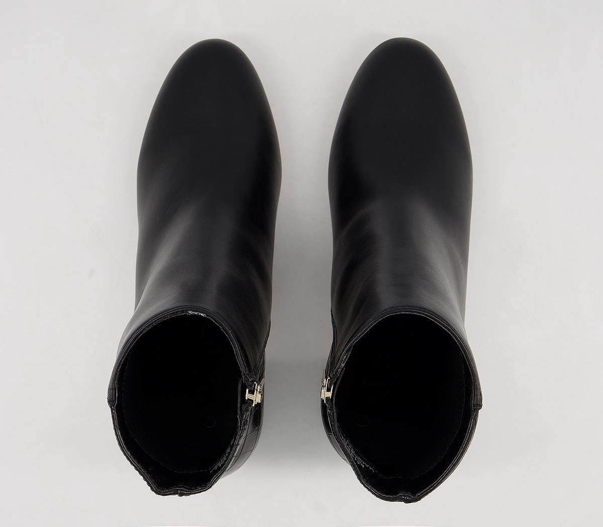 OFFICE Act Block Heel Ankle Boots Black With Gold Hardware - Women's ...