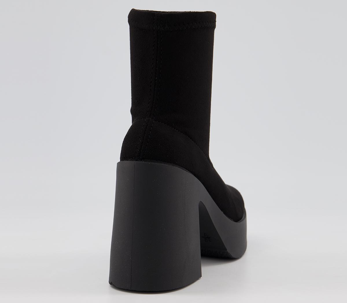 OFFICE Affect - Platform Sock Boots Black Stretch - Women's Ankle Boots