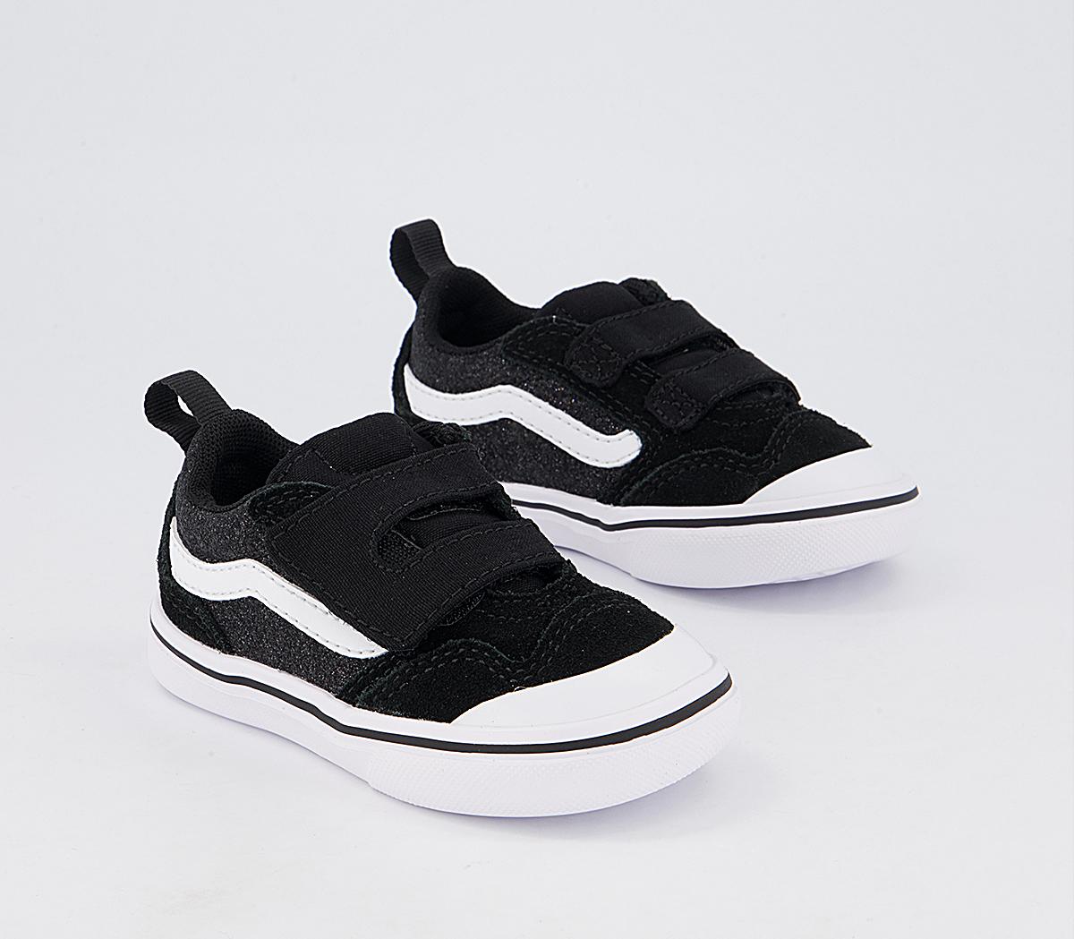 Vans Comfy Cush New Skool V Toddlers Trainers Glitter Black White - Unisex