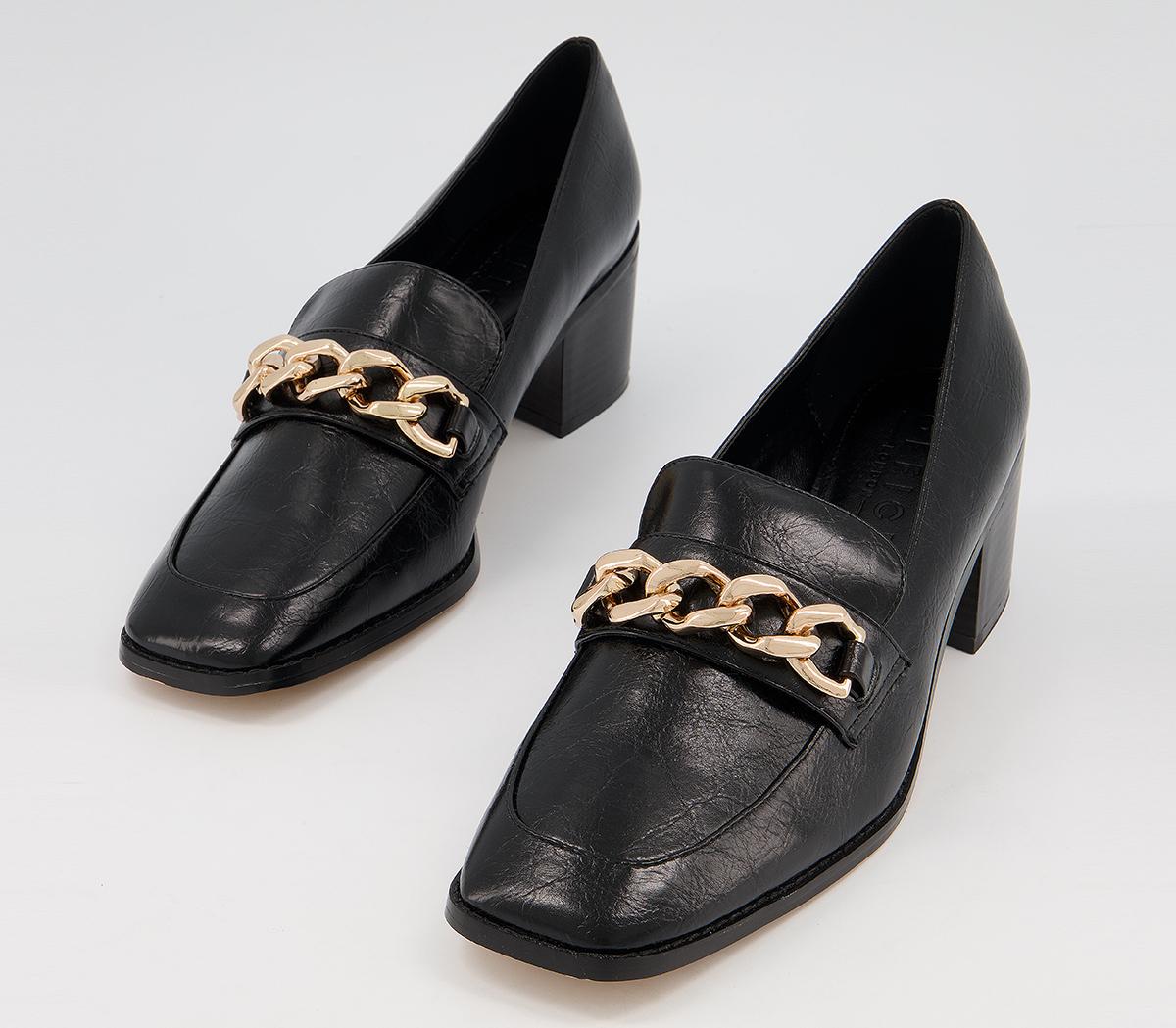 OFFICE Master Trim Detail Block Heel Loafers Black - Mid Heels