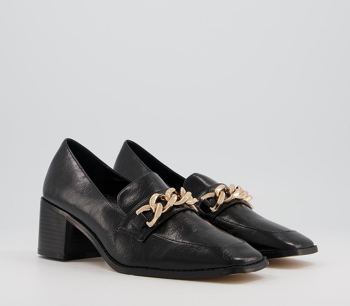 OFFICE Master Trim Detail Block Heel Loafers Black - Mid Heels