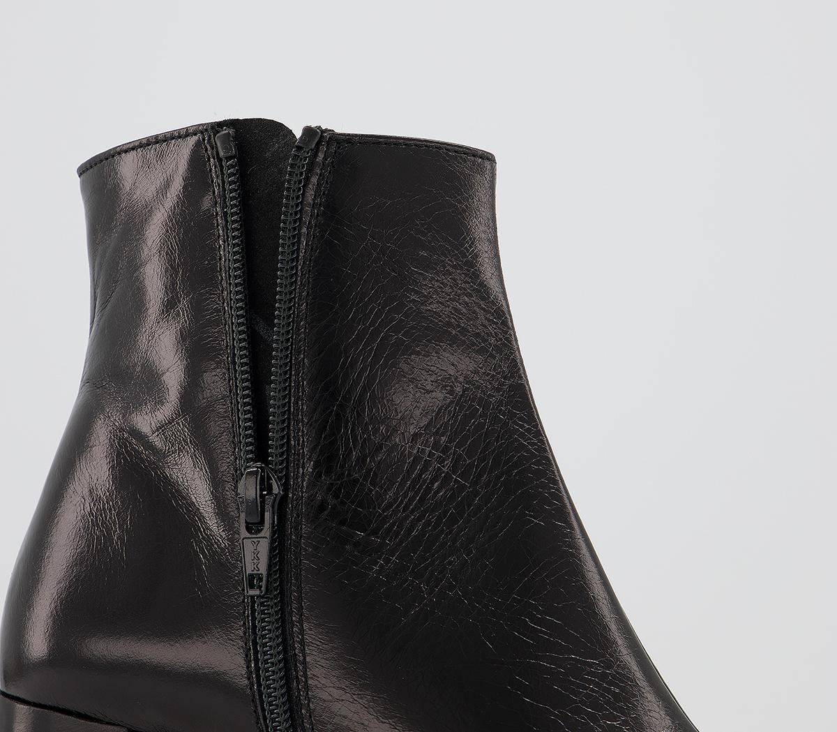 OFFICE Active Platform Square Toe Boots Black Leather - Women's Ankle Boots