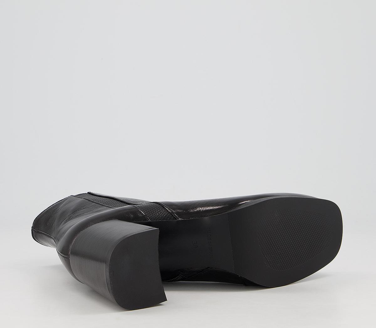 OFFICE Active Platform Square Toe Boots Black Leather - Women's Ankle Boots