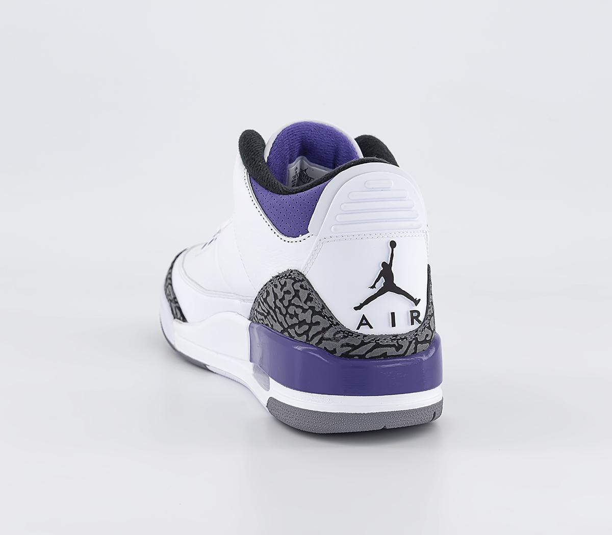 Jordan Jordan 3 Trainers White Black Dark Iris Violet Haze - Men's Trainers
