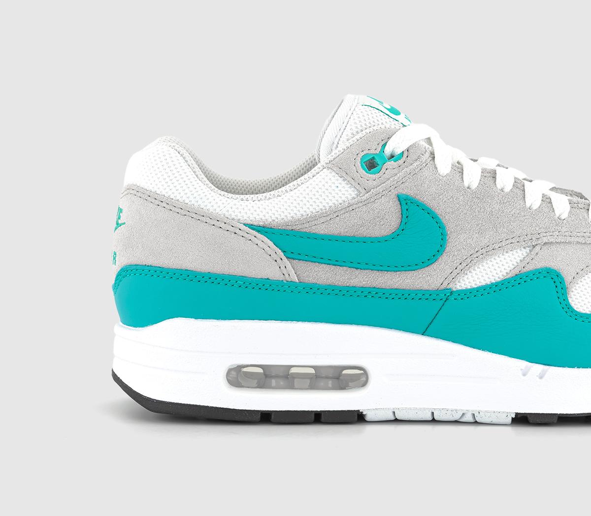 Nike Air Max 1 Trainers Neutral Grey Clear Jade White Black - Men's ...