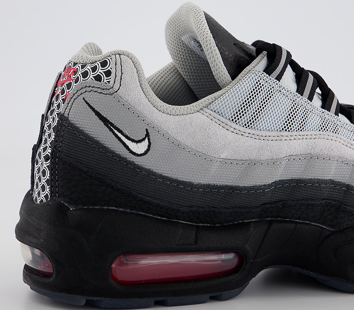 Nike Air Max 95 Trainers Black White Pure Platinum Light Smoke Grey ...