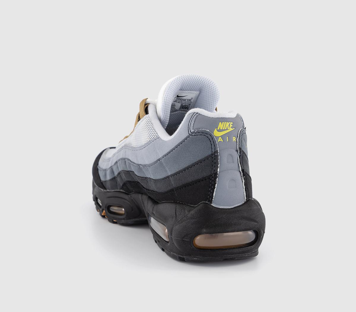 Nike Air Max 95 Trainers White Yellow Strike Wolf Grey Cool Grey - Men ...