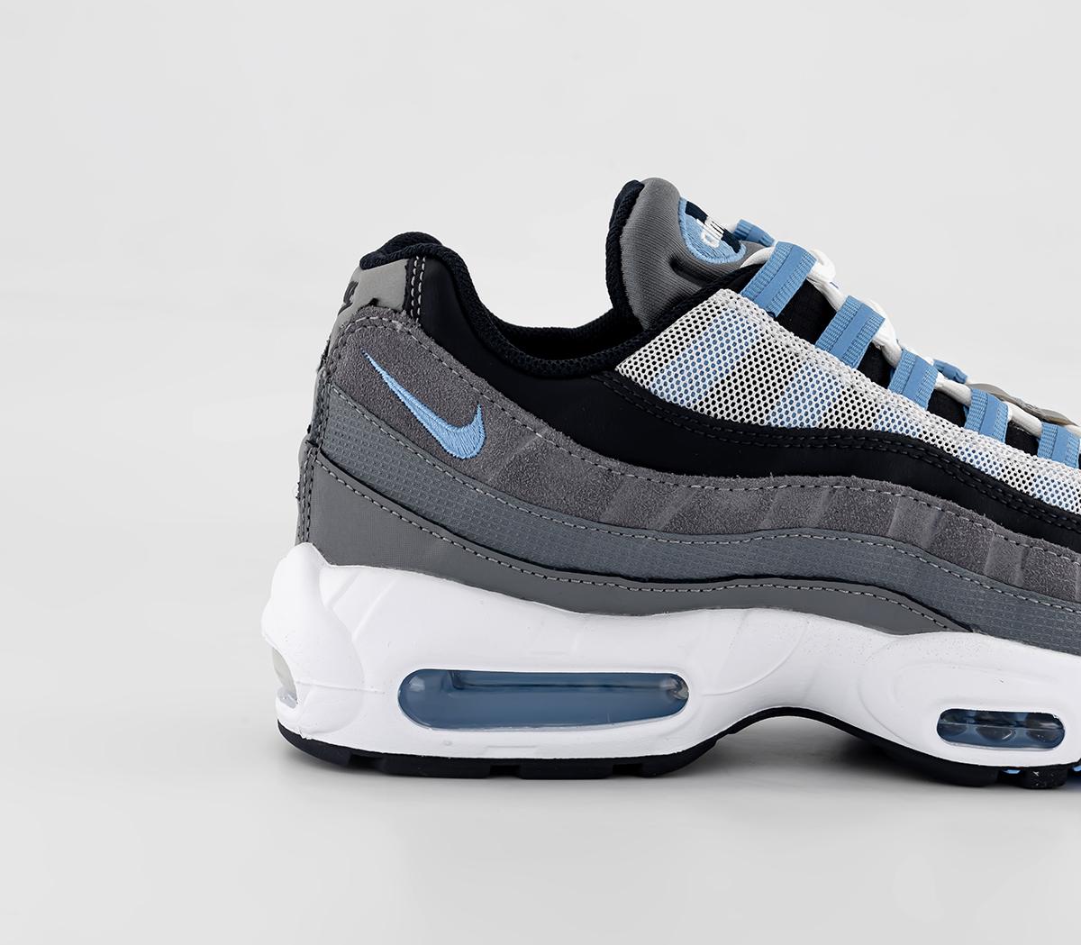 Nike Air Max 95 Trainers Cool Grey University Blue Dark Obsidian - Men's Trainers