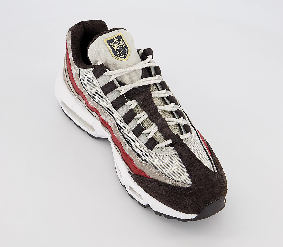 Nike Air Max 95 Trainers Light Bone Summit White Khaki Dune Red - Nike ...