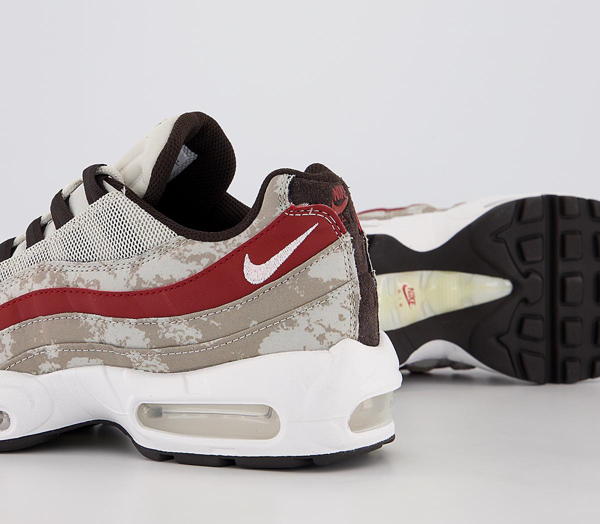 Nike Air Max 95 Trainers Light Bone Summit White Khaki Dune Red - Nike ...