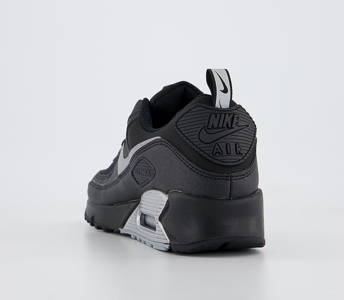 Nike Air Max 90 Trainers Black Metallic Silver - Nike Air Max