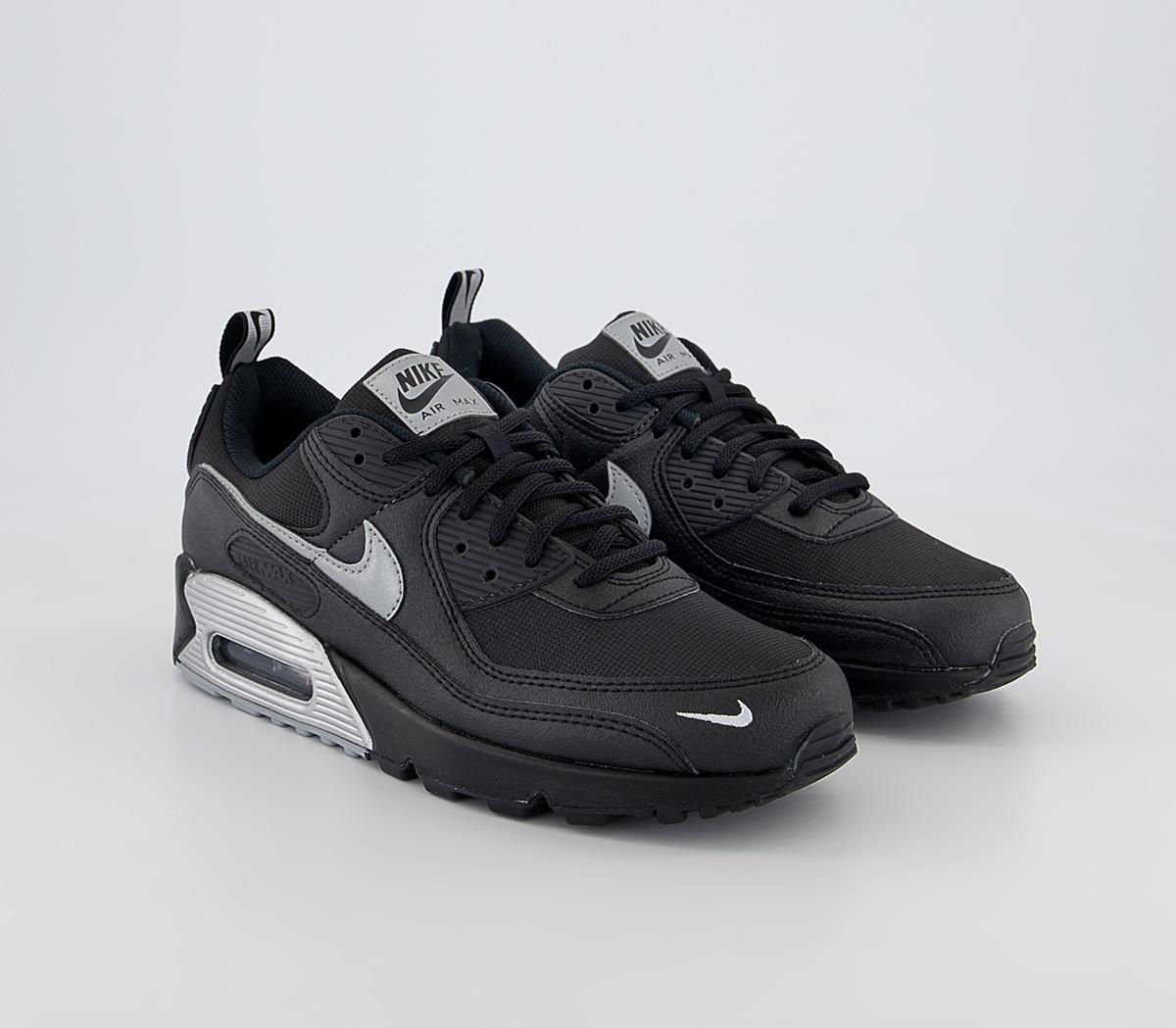 Nike Air Max 90 Trainers Black Metallic Silver - Nike Air Max