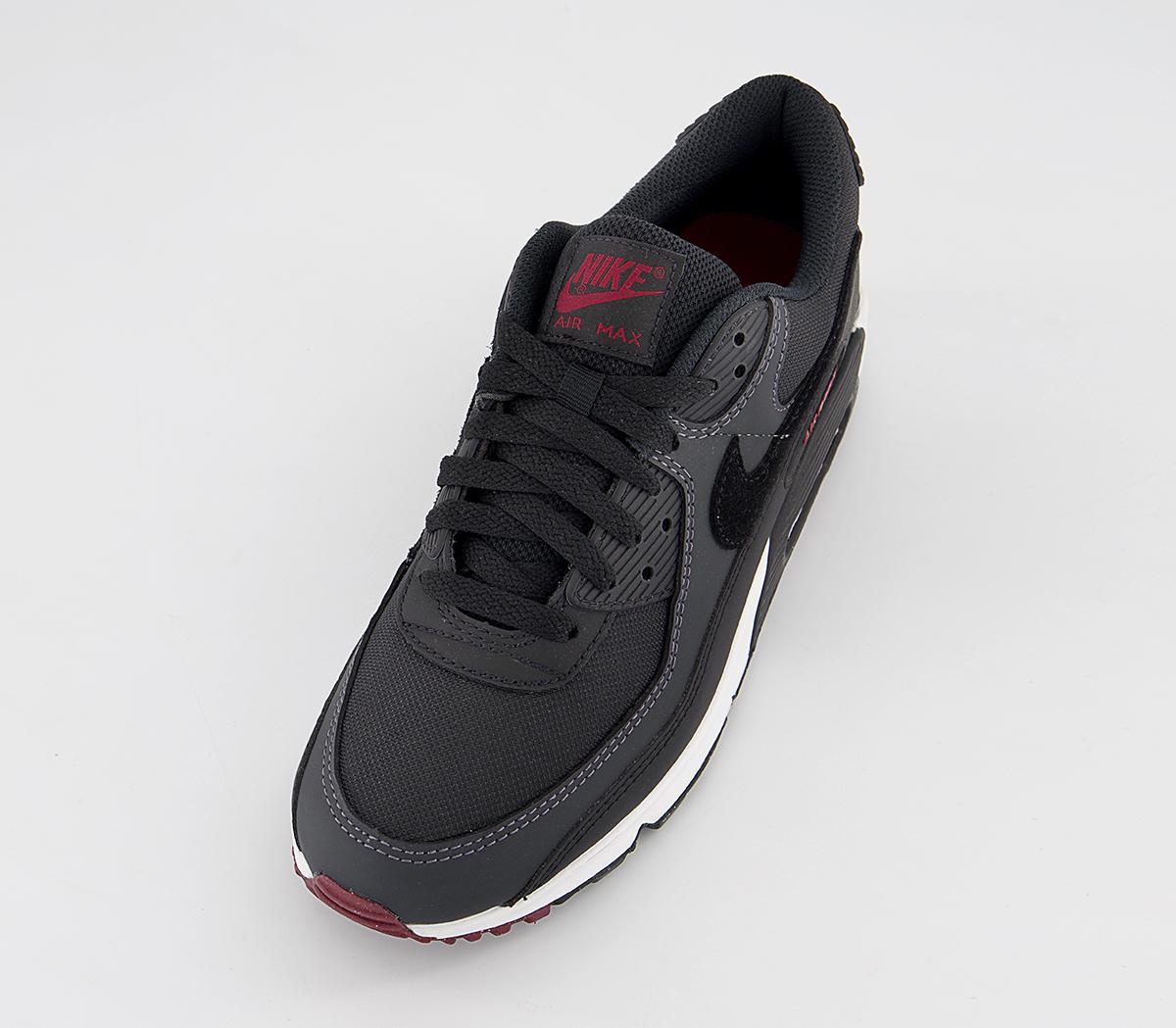 Nike Air Max 90 Trainers Anthracite Black Team Red Summit White - Men's ...