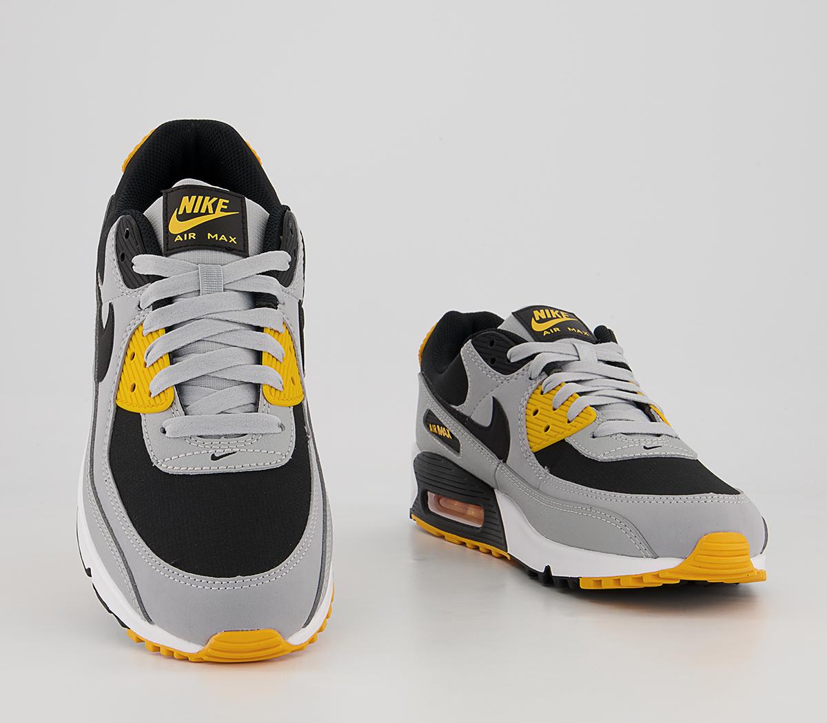 Nike Air Max 90 Trainers Wolf Grey Black University Gold White - Nike ...