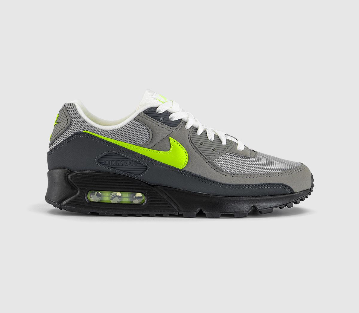 Click here for Nike Air Max 90 Trainers Black Neon Yellow Anthrac... prices