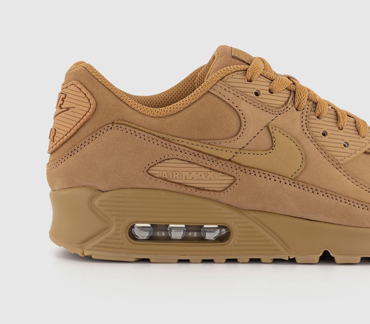 Nike Air Max 90 Trainers Flax Wheat Gum Light Brown - Men's Trainers