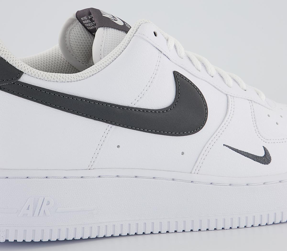 Nike Air Force 1 07 Trainers White Metallic Dark Grey - Nike Air Force 1