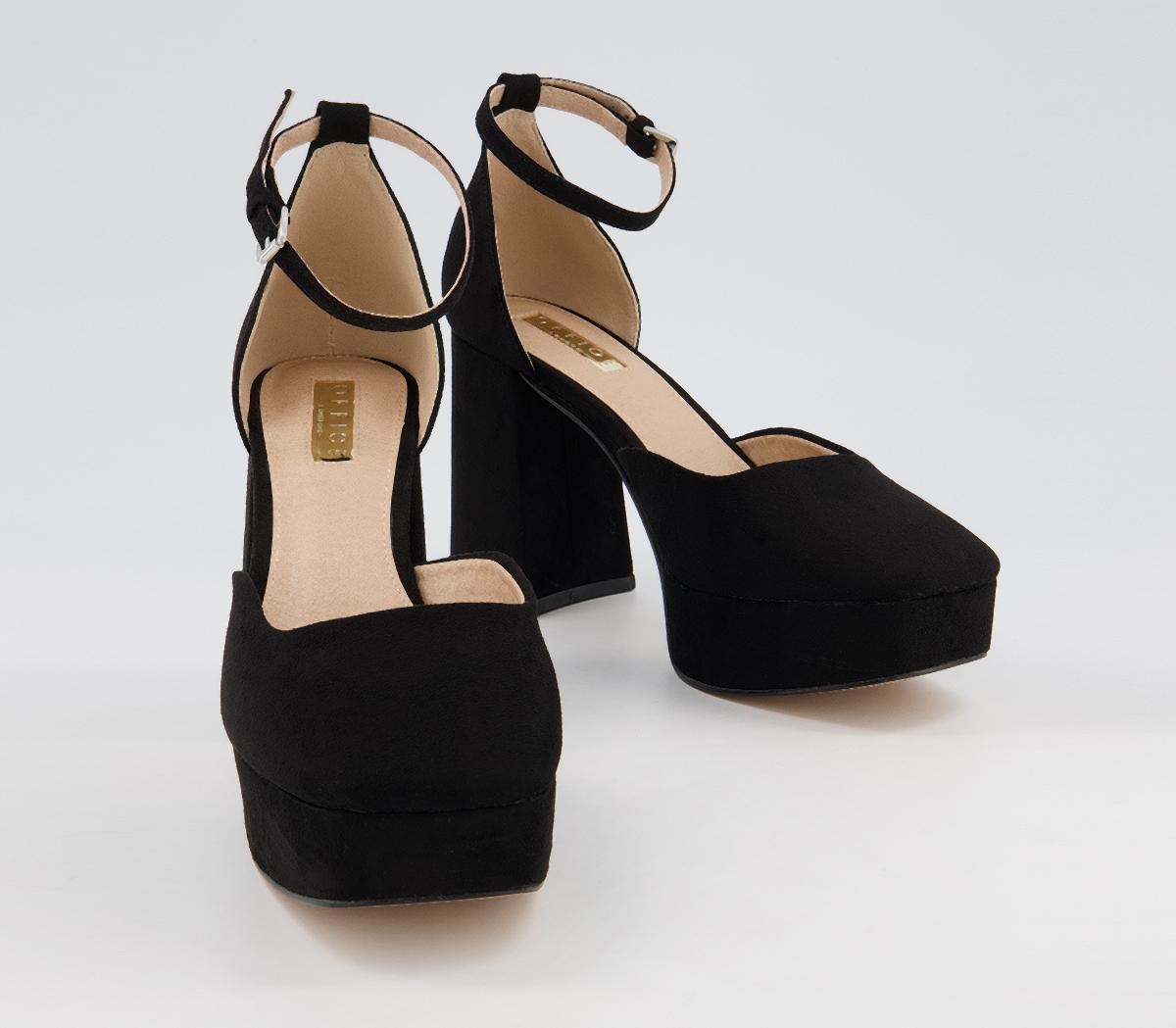 OFFICE Hopeful Square Toe Platform Heels Black - High Heels