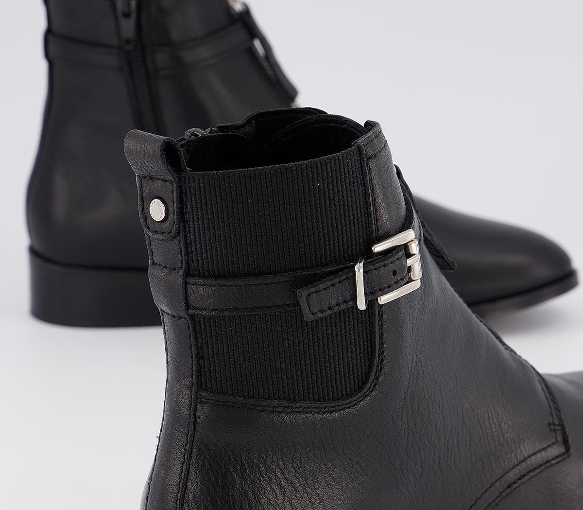 OFFICE Arrange Small Zip Front Boots Black Leather - Women's Ankle Boots